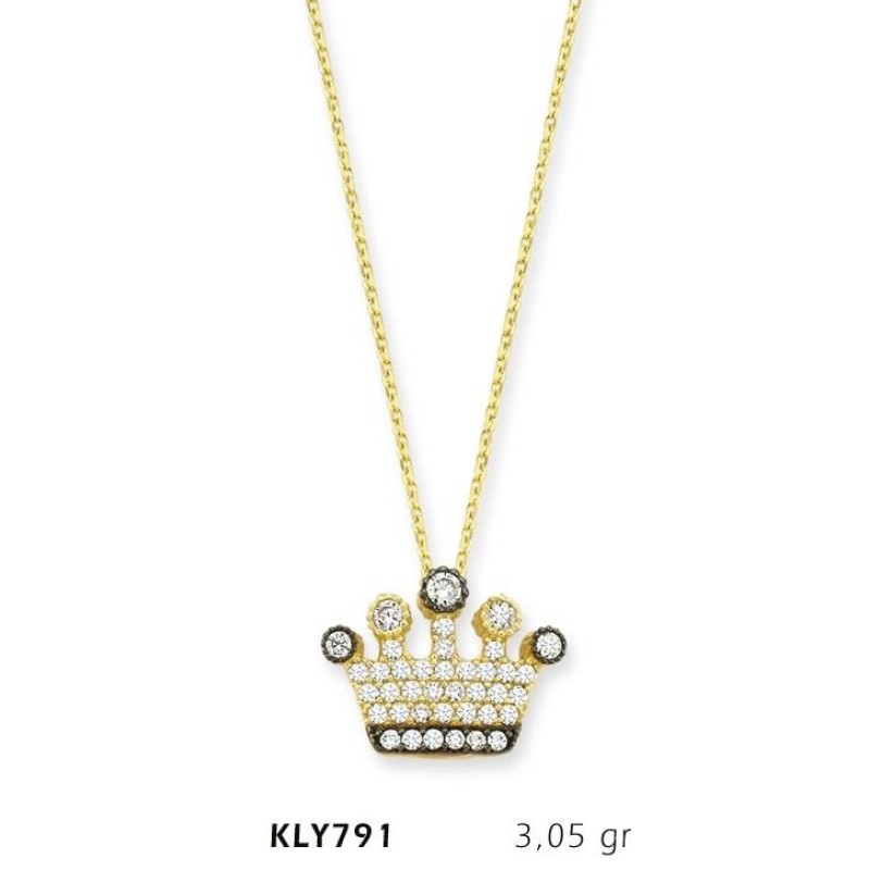 14 Ayar Altın Kral Tacı Kolye KLY791